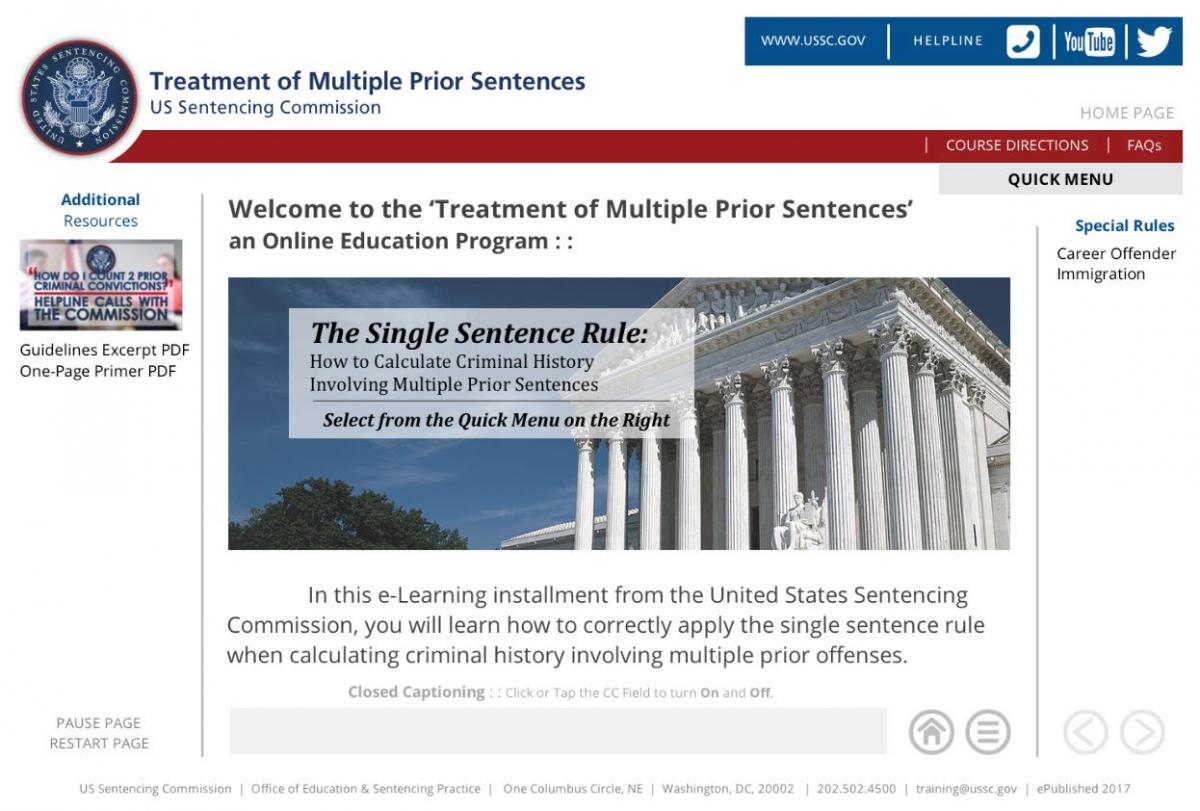 Treatment of Multiple Prior Sentences | United States Sentencing Commission